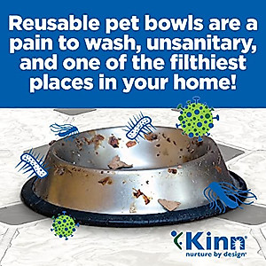 Kinn Kleanbowl Disposable Dog Food Bowls, 8 oz (Pack of 50) - Frame System Refills, Compostable Cat Food Bowls, Leakproof for Pet Feeding