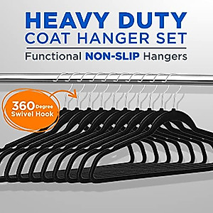 SereneLife Premium Non-Slip Velvet Hangers - Space Saving Heavy Duty Slim Suit Clothes Hanger Set with 360 Degree Swivel Metal Hook, Can Hold Up to 10 Lbs. For Coats, Jackets, Pants & Dress (100-Pack)