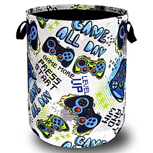 Funny Cool Game Machine Laundry Basket Games Foldable Colorful Laundry Hamper Oxford Cloth Tote Bag Clothes Storage Bucket Toy Organizer 18.9" x 16.5" For Bathroom/Laundry Storage/Bedroom