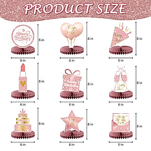 Rose Gold Birthday Decorations Honeycomb Centerpieces for Women -Rose Gold Table Decorations for Birthday Party supplies Favor