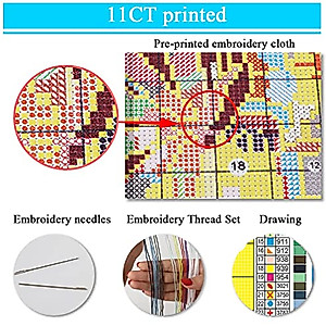cupmod Fantasy Dream Catcher Cross Stitch Kits,Butterfly Stamped Cross Stitch Kits for Adults,Counted Embroidery Needlepoint Kits Patterns Crafts Decor