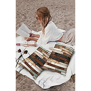 Waterproof Outdoor Throw Pillow Cover Farmhouse Rustic Wood Lumbar Pillowcases Set of 2 Brow Grunge Planks Barn Hardwood Decorative Patio Furniture Pillows for Couch Garden 20 x 12 Inches