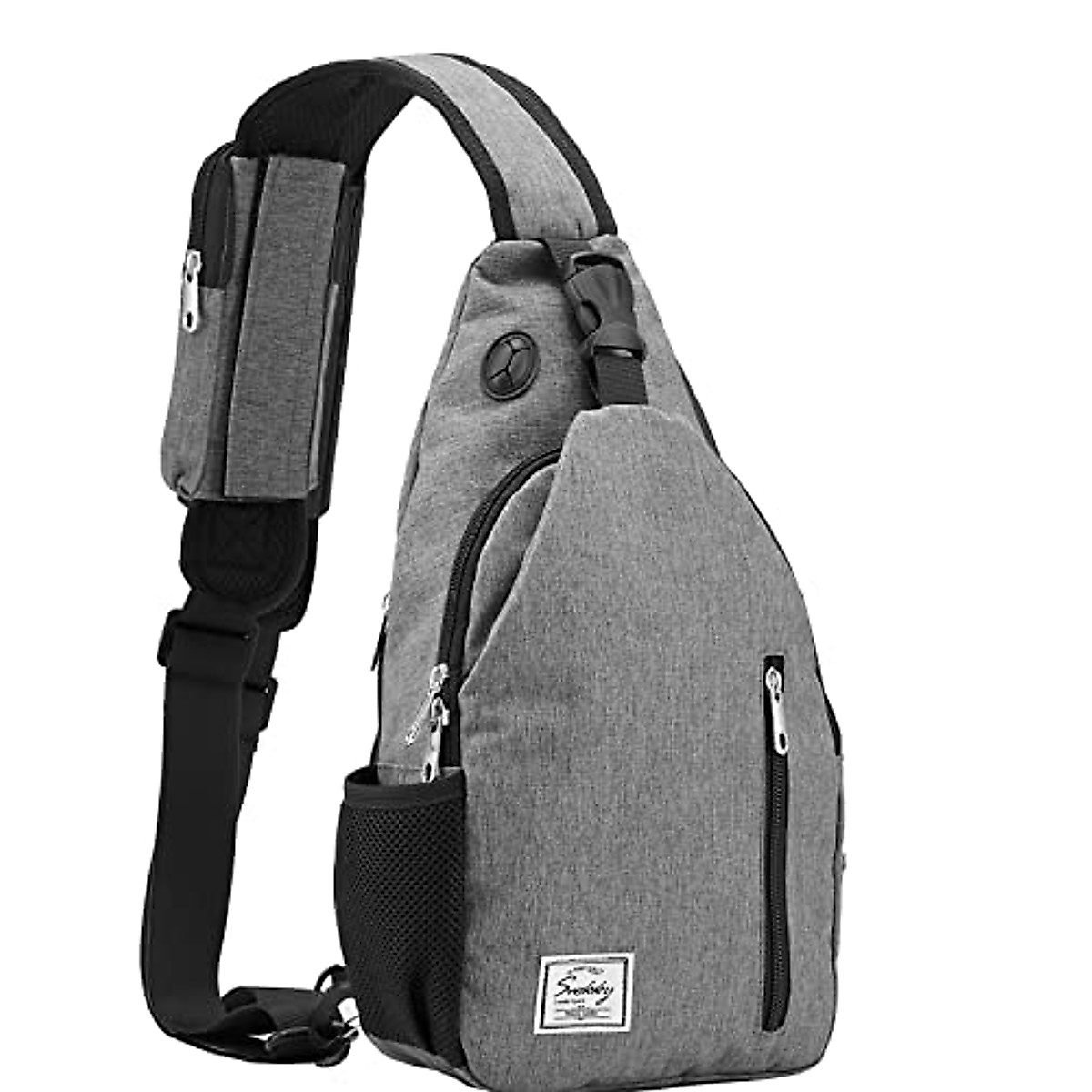 Srekky Sling Bag for Men, Crossbody Sling Backpack Travel Hiking with Detachable Bag (15.3x8.3x2.7inch)(Grey)