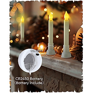 Amagic Batteries Included Floating Candles with Wand Remote, 12pcs Flickering Warm Light Flameless Taper Candles, Magic Hanging Candles with Base for Birthday Party, Halloween Decorations