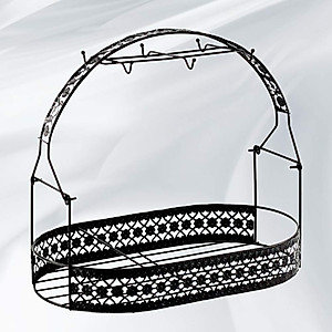 Cabilock Wrought Iron Coffee Mug Cup Holder Mug Basket Holder Dishes Organizer Basket for Kitchen Restaurant Office (Black)