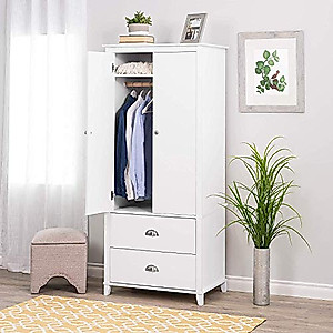 Prepac Yaletown 2 Door Armoire, 21"D x 31.5"W x 72"H, White