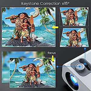 HONPOW Projector, Native 1080P Full HD Bluetooth Projector, 11000 Lumens Mini Portable Outdoor Indoor Movie Projector Compatible with Laptop, Smartphone, TV Stick, Xbox, PS5