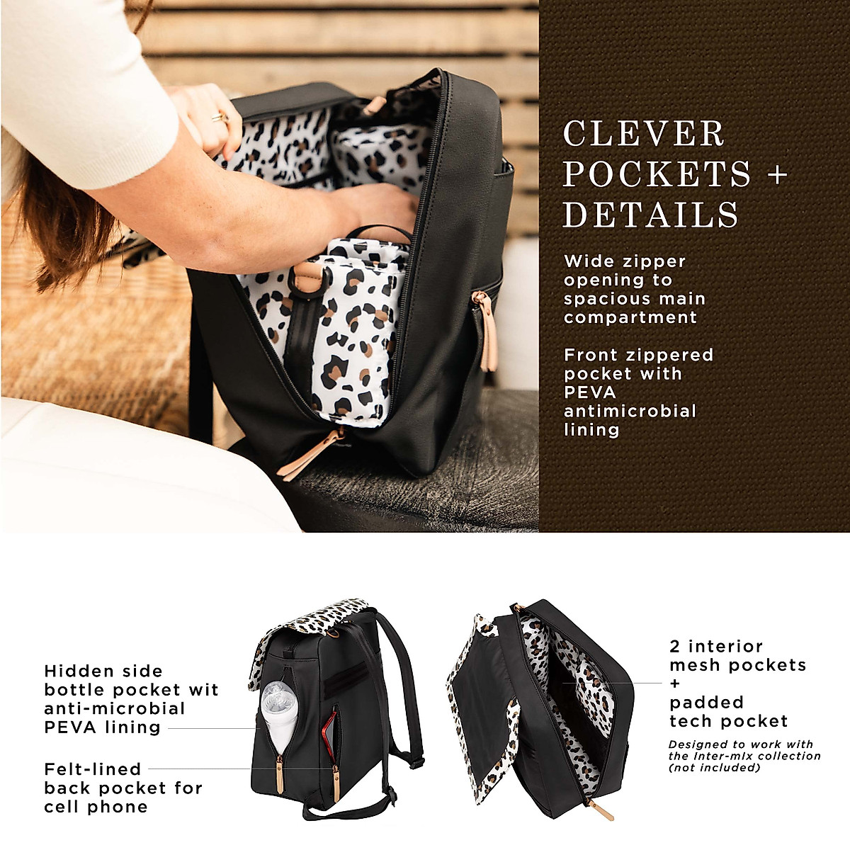 Petunia Pickle Bottom Meta Backpack, Moon Leopard, Baby Bag, Diaper Bag Backpack for Parents, Stylish, Spacious, and Sleek Backpack for On the Go Moms and Dads