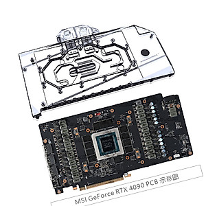 Copper GPU Water Cooling Block GPU Waterblock Graphics Card Water Cooling Block for MSI GeForce RTX 4090 Suprim Gaming (5V ARGB RBW Aura Effect LED Lights GPU Block with Backplate)