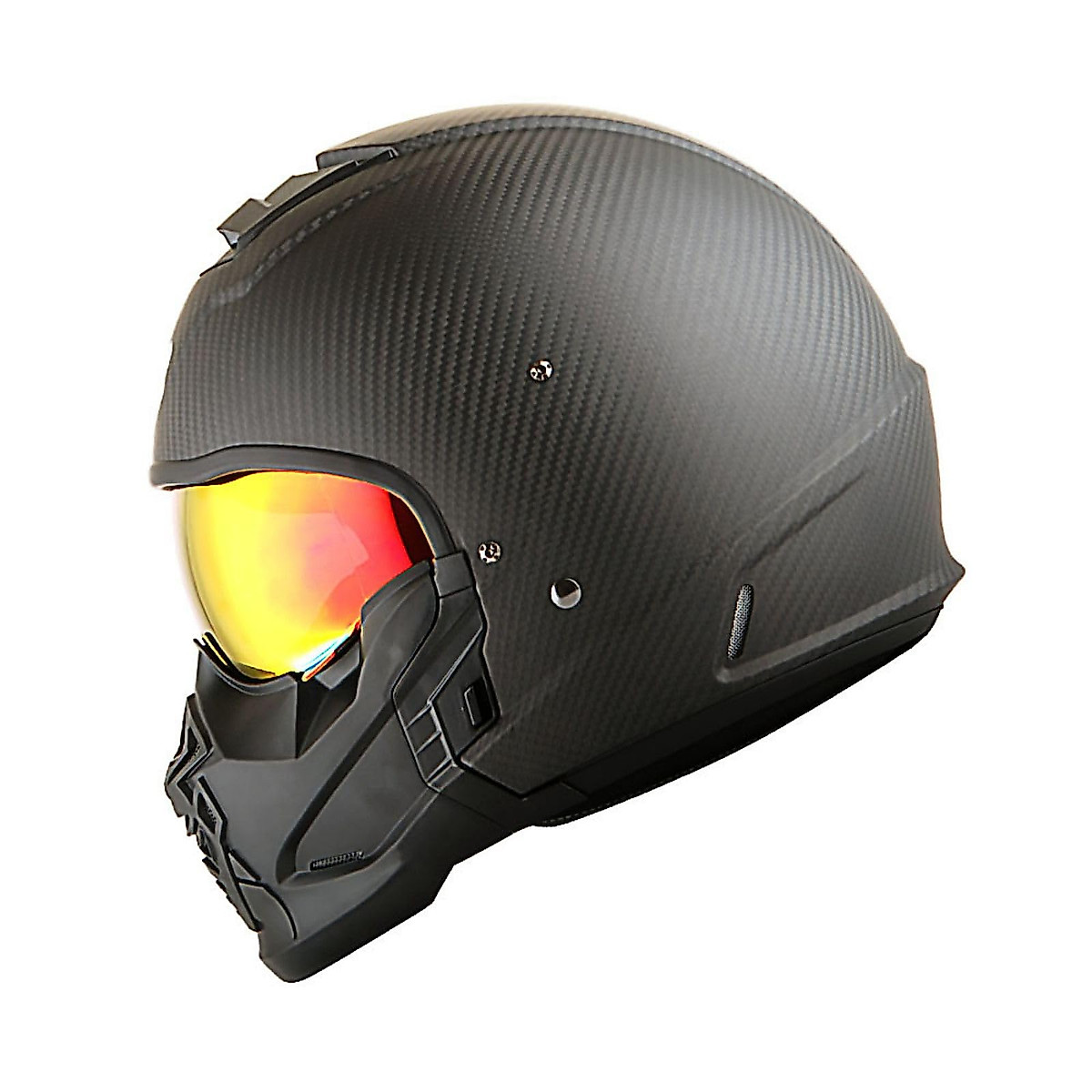 Martian Genuine Real Carbon Fiber Motorcycle Full Face Helmet HB-B2 Open Face Matt Carbon Black, DOT Approved
