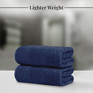 Tens Towels Large Bath Towels, 100% Cotton, 30 x 60 Inches Extra Large Bath Towels, Lighter Weight, Quicker to Dry, Super Absorbent, Perfect Bathroom Towels (Pack of 4, Navy)