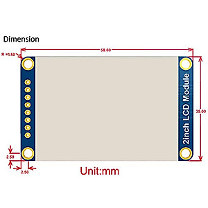waveshare General 2inch IPS LCD Display Module 240×320 Resolution 2.0inch Monitor Embedded Controller RGB, 262K Color Display Color LED Backlight ST7789 Driver SPI Interface