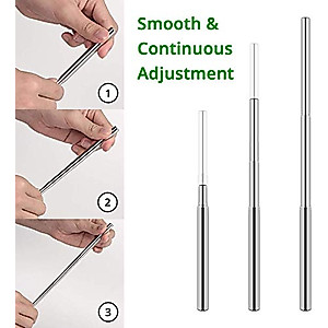 Collapsible Reusable Telescopic Metal Straws 3 pack Stainless Steel Brush Drinking Straws Foldable Straw Mix (Rose, Black, Silver)