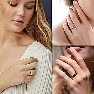 FindChic Black Triple Band Rings Interlocked Rolling Rings for Women Stainless Steel Trinity Russian Wedding Fidget Rings Size 7