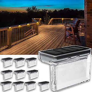 TIJNN Solar Deck Lights， Outdoor Lighting Backyard Decoration Outdoor Deck Light, Garden Post Fence Step Light- 12 Pack