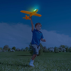 Airplane Toys Foam Aeroplane Activities Glider Planes Launcher Flying Led Light Catapult Games Kit Outdoor for Boys Girls Kids 3 4 5 6 7 8 Year Olds age 4-10 Presents Birthday 3 Pack