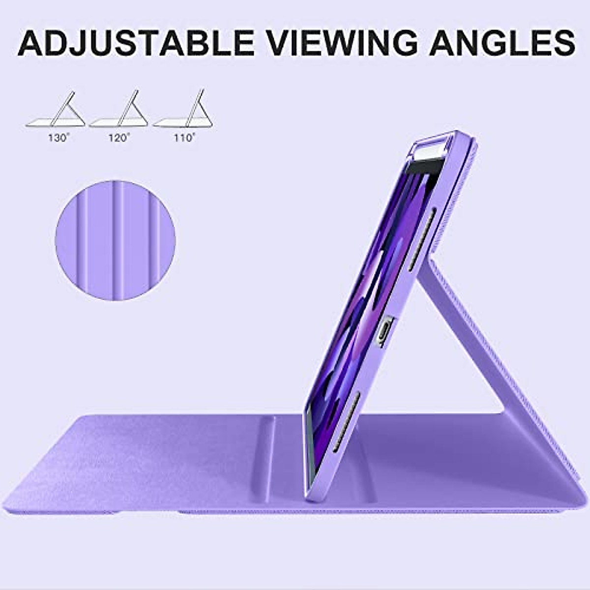 Harvopu for iPad Air 5th Generation Case with Keyboard - 7 Color Backlight Detachable Keyboard Tablet Cover with Pencil Holder for iPad Air 5th Gen 2022/iPad Air 4th Gen 2020 10.9, Purple