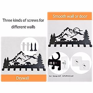 YXE Metal Key Holder, Wall Mounted Key Hooks, Key Holder for Wall, Key Organizer Rack with 8 Hooks, Key Hanger Decor for Kitchen, Entryway, Hallway, Bedroom, Doorway (The Bear Family)