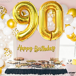 KatchOn, Big Gold 90 Balloon Number - 40 Inch | Gold 90th Birthday Balloon, 90th Birthday Decorations | Number 90 Birthday Balloon | 90th Birthday Balloons, 90th Birthday Party Decor