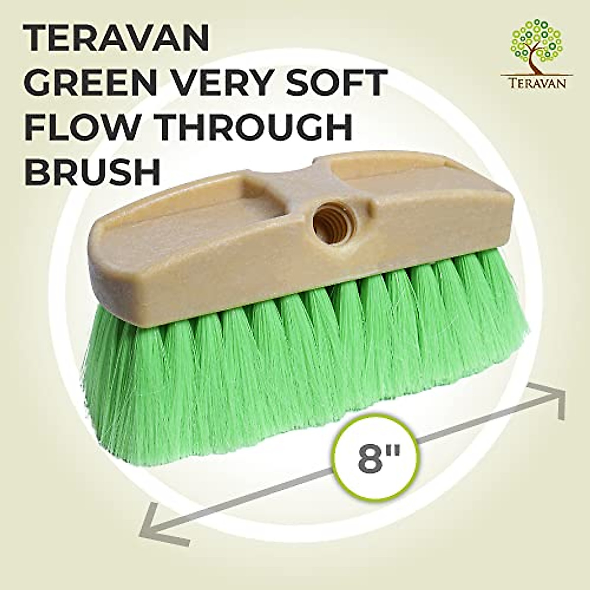 Teravan Green Obround Very Soft Flow Through Brush for Washing Vehicles and Boats (8 Inch)