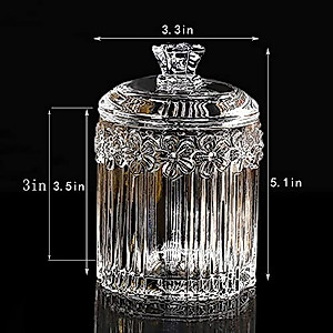 AXX 2 Pack Apothecary Jars Bathroom Organizer Storage - Glass Qtip Dispenser Holder Vanity Canister with Lid for Cotton Swabs,Rounds,Makeup Sponges,Bath Salts,Hair Accessories