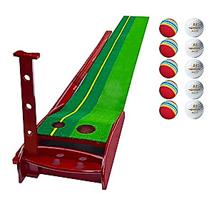 cghhome 3M Golf Putting Practice Machine, Indoor Simulated Turf Golf Training Blanket with 10 Golf Balls, Professional Golf Practice Equipment (Color : 1, Size : 32 * 310cm)