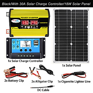 JOEBO Solar System, Solar System with Inverter, Solar Panel Kit, 4000W Inverter with 2 USB Ports, 30A Solar Charge Controller, Solar System for House, LED Screen Display, Fast Chargi