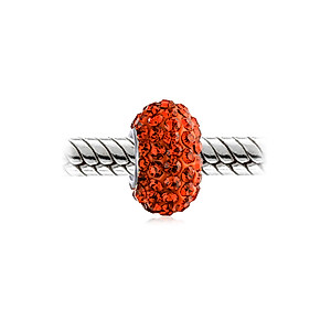 Bling Jewelry Solid Bright Orange Spacer Bead Core .925 Sterling Silver Fits European Charm Bracelet For Women For Teen