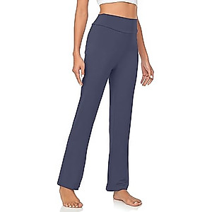 Womens Yoga Pants, High Waisted Black Yoga Pants for Women, Straight Leggings Loose Comfy Modal Running Long Active Pants (Navy Blue, L)