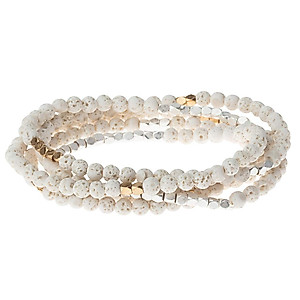 Scout Curated Wears - Women's Stone Wrap Bracelet & Necklace - White Lava - Stone of Strength