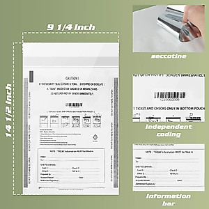 Bank deposit bags plastic,Money bag for cash,Bank bag,Cash register bags 9 x 12 Inch (White, 100 Pack)