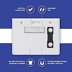 Magnetic Name Badge Holder Kit - Box of 50, 4x3 inch Clear Name Tag Holders for Conferences, Events, and Meetings