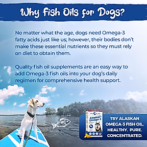 Vital Planet - Alaskan Omega-3 Fish Oil Supplement for Dogs with 600mg of Omega-3, High in DHA and EPA from Sustainably Harvested Wild Caught Cold Water Fish, 60 Vanilla Softgels