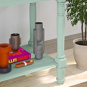 Venera Console Tables for Entryway - Solid Wood Antique Blue 26” Narrow Console Table for Entryway - Console Table with Storage & Three Drawers - Environmental-Friendly Entrance Tables for Front Door