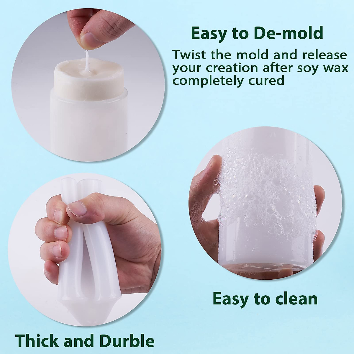 Cylinder Candle Molds for Candle Making, 4in & 3in & 2in Silicone Candle Mold Pillar Epoxy Resin Casting Molds for DIY Crafts, Wax Candle Making, Soaps (4 Sizes)