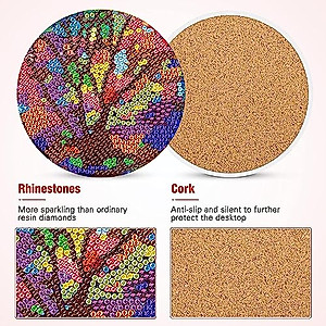 8 PCS Diamond Painting Coasters kit with Holder-Colorful Tree Diamond dot Art Coasters for Adults Kids Beginners,DIY Art and Crafts Gift