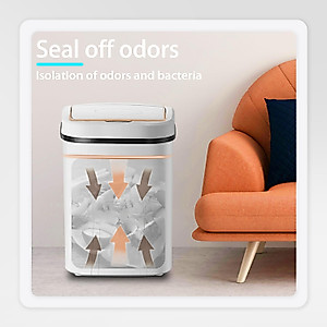 zyqkcl Smart Trash can, Automatic Motion Sensor Trash Can with Lid Electric Waterproof 4 gallons Garbage Bin for Toilet, Kitchen, Living Room, Bedroom, Office, RV(White,No Battery)