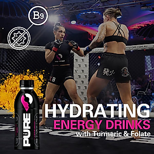 Pure Fuel All Natural Healthy Energy Drink Watermelon Blast – Plant-Based Sports Drink & Pre Workout – No Sucralose – 180mg Natural Caffeine – 12pk x 16.9 fl oz