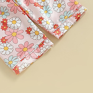 One opening 1-5T Toddler Baby Girls Silk Pajamas Set Floral Long Sleeve Button Down Shirt Tops Pants Toddler Boys Pjs Sleepwear (Daisy, 12-18 Months)