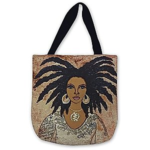 Shades of Color Woven Tote Bag, Nubian Queen, 17 x 17 inches (WTB009)