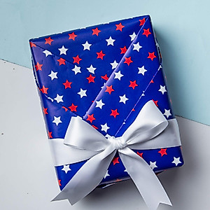WRAPAHOLIC Wrapping Paper Sheet - Memorial Day, 4th of July Design for Birthday, Holiday, Wedding, Baby Shower - 1 Roll Contains 6 Sheets - 17.5 inch X 39.3 inch Per Sheet