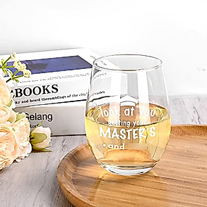 Modwnfy Funny Masters Graduation Gifts, Look At You Getting Your Master’s Stemless Wine Glass, College Graduation Gifts for Her, 17 Oz Graduation Wine Glass for Graduation Party Christmas Birthday