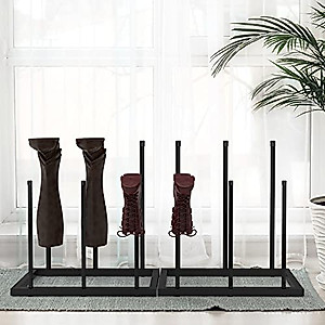 COMAX 3-Tier Expandable Shoe Rack or Boot Rack Organizer for Tall Boots, Small Adjustable Shoe Shelf for Entryway Closet, Modern Metal Iron Shoe Stand, Free Standing Extendable Shoe Storage Organizer