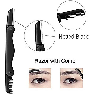 Eyebrow Scissors, 7 in 1 Eyebrow Kit, Professional Eyebrow Grooming Kits for Women, Including Brow Razors, Brush, Scissor, Tweezers, with Storage Box (1)