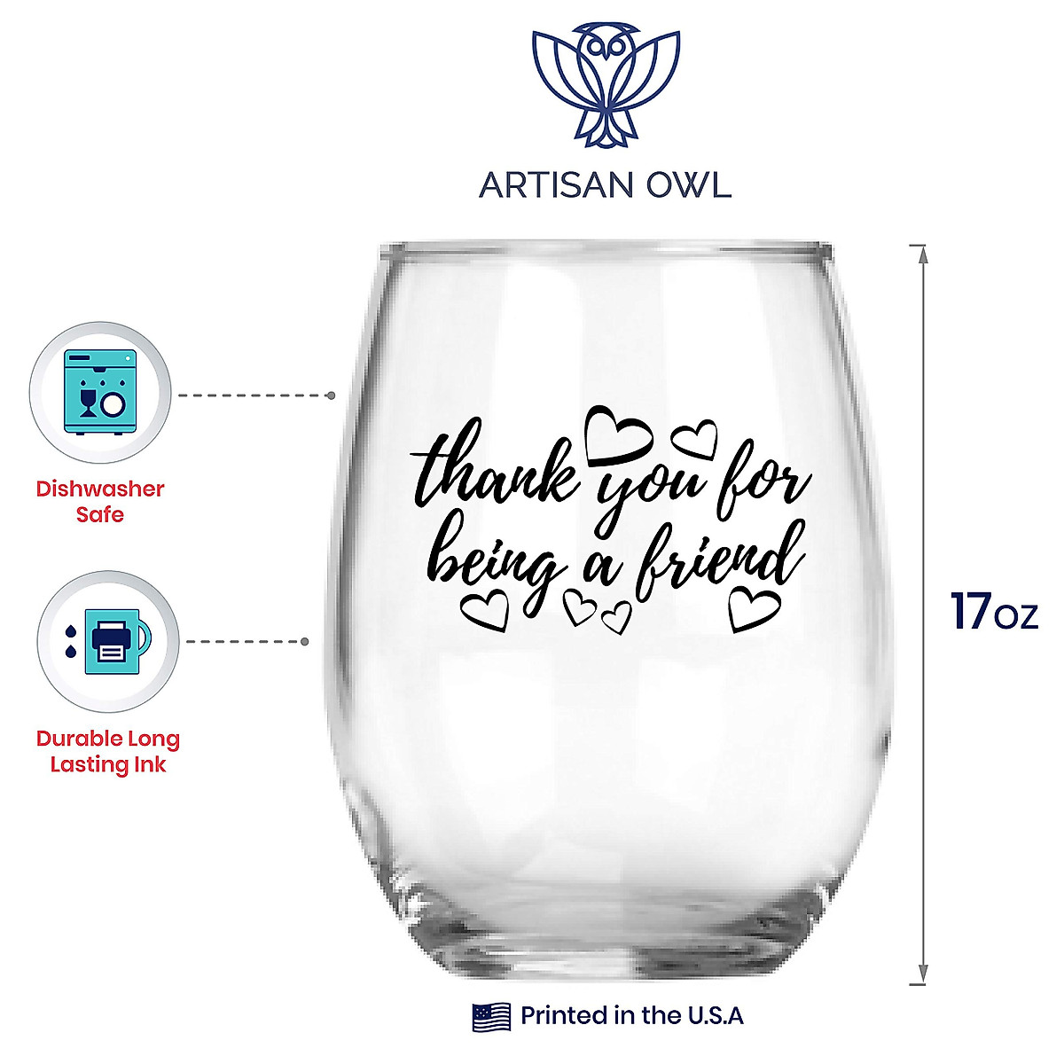 Artisan Owl White Shady Pines Retirement Home 15oz Coffee Mug and Thank You For Being A Friend 17oz Stemless Wine Glass Bundle