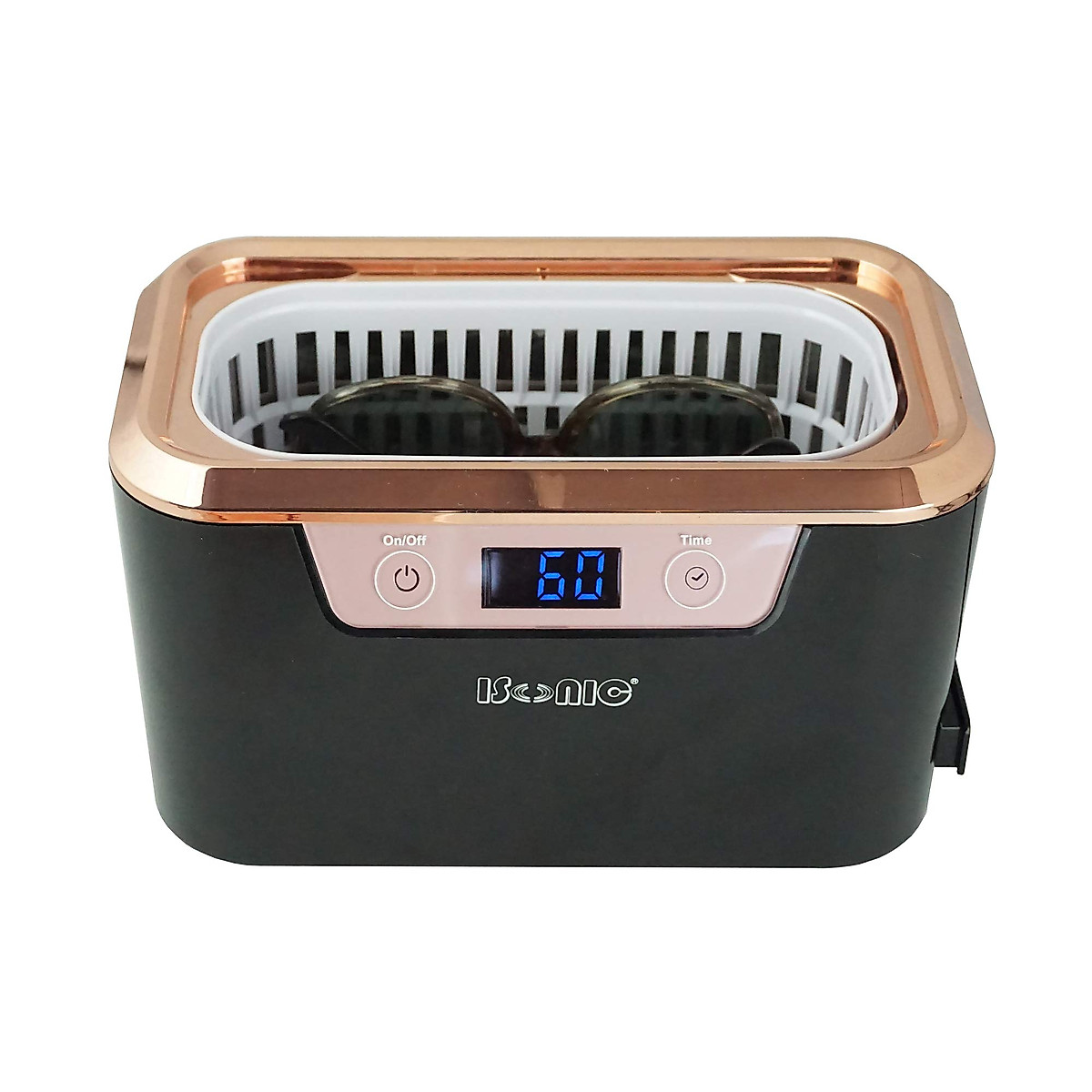 iSonic DS310 Miniaturized Commercial Ultrasonic Cleaner With Integrated Stainless Steel Beaker Holder Set For Jewelry, Cosmetic Tools, Eyeglasses, 110V 55W