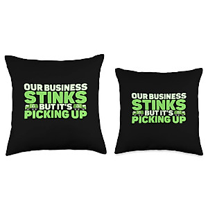 Our Business Stinks But It's Picking Up Garbage Truck Driver Throw Pillow