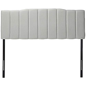 Zinus Satish Upholstered Channel Stitched Headboard in Light Grey, Queen