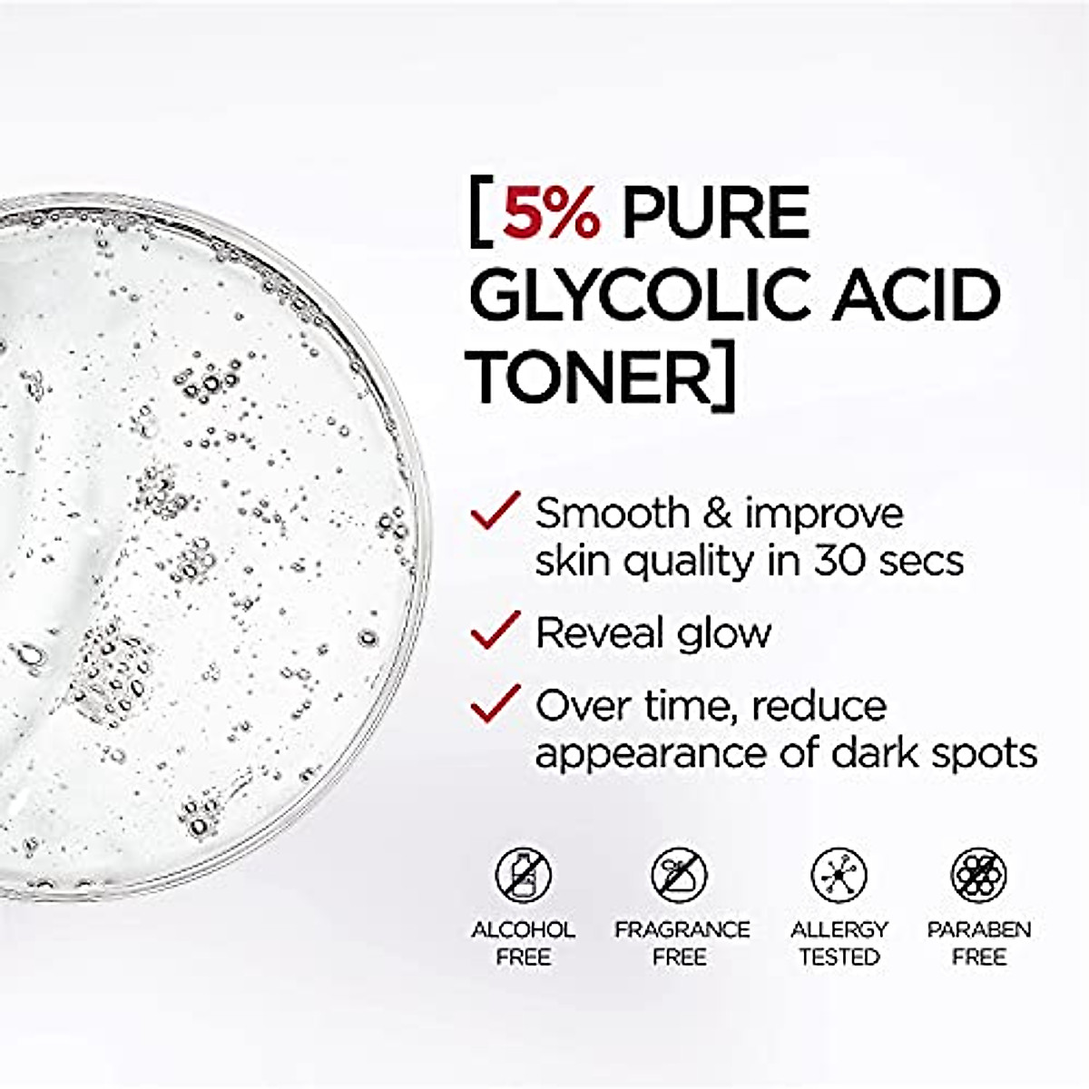 L'Oreal Paris Revitalift 5% Pure Glycolic Acid Peeling Toner with Aloe Vera, Smooth Skin & Reveal Glow, Daily Exfoliant, Alcohol Free, Fragrance Free 6 fl oz