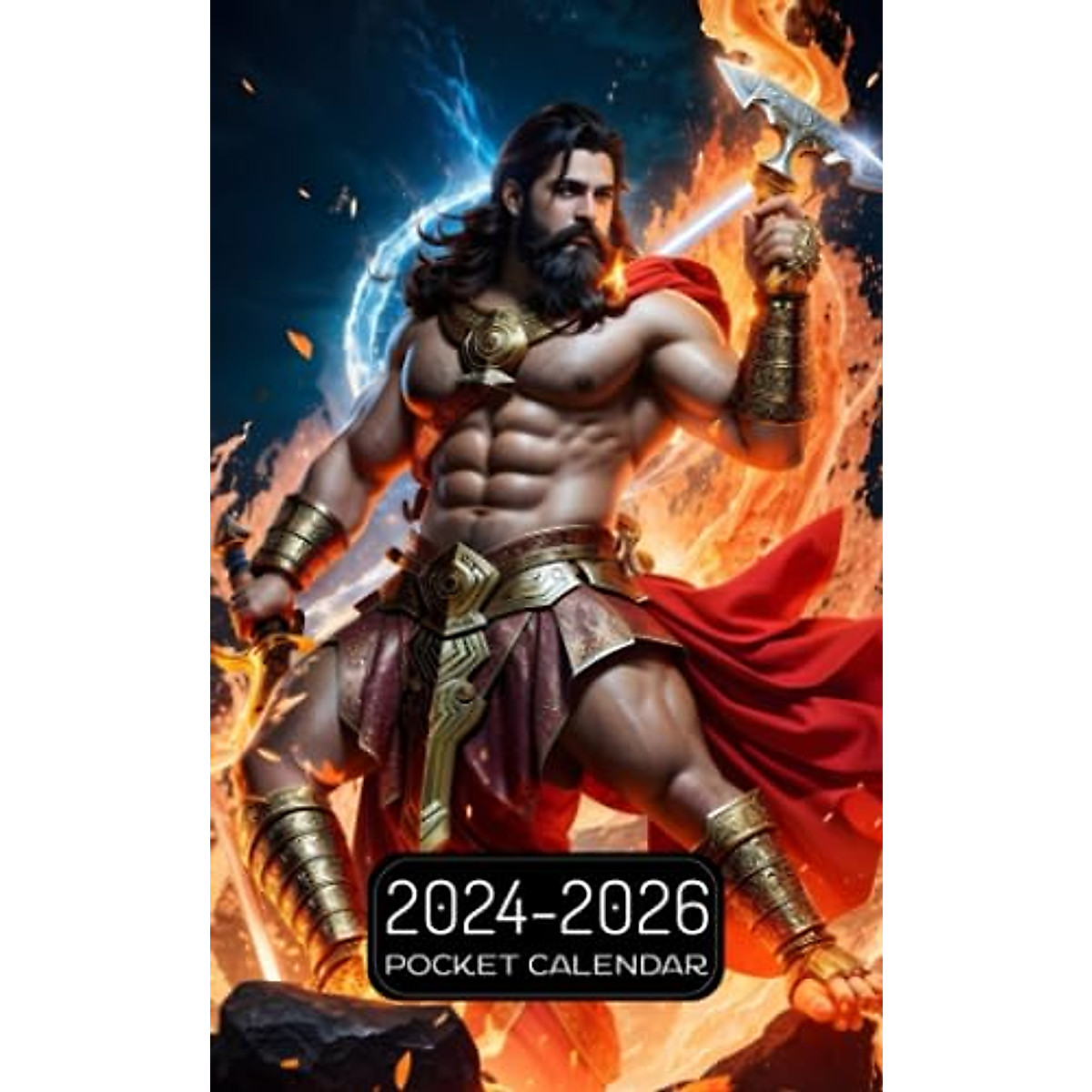 Pocket Calendar 2024-2026: Two-Year Monthly Planner for Purse , 36 Months from January 2024 to December 2026 | Aries zodiac sign | Greek God